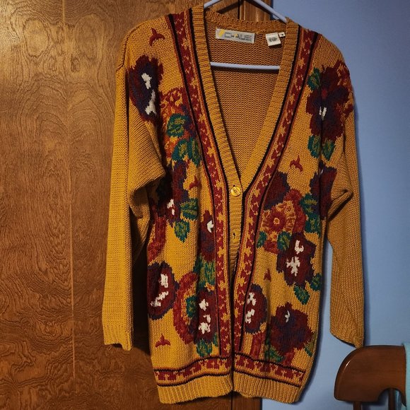Chaus | Sweaters | Golden Blooms A Cozy Cardigan For Everyday Wear ...